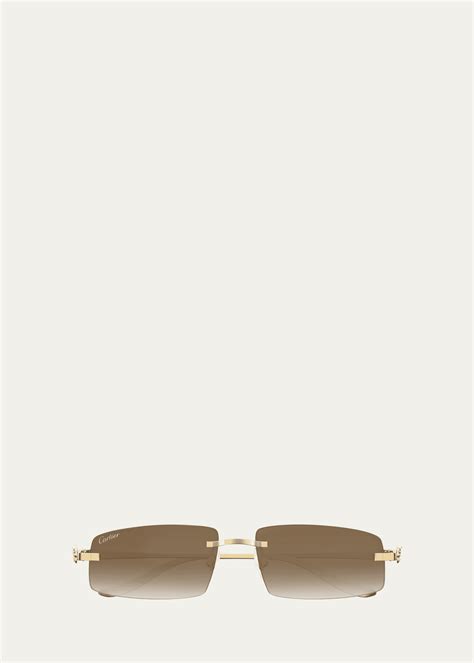 Cartier Panther Rimless Rectangle Metal Sunglasses Bergdorf Goodman