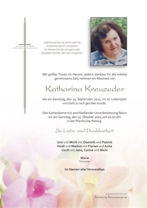 Katharina Kreuzeder Bestattung Hemetsberger Särge Urnen