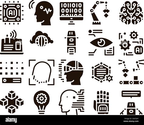 Artificial Intelligence Vector Thin Icons Set Stock Vector Image Art
