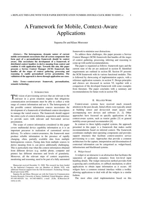 pdf a framework for mobile context aware applications