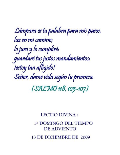 PDF LECTIO DIVINA 3º DOMINGO DEL TIEMPO DE ADVIENTO 13 DE