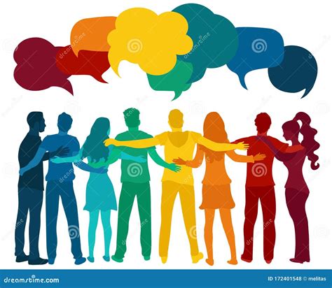Dialogue And Friendship Silhouette Group Of Multiethnic People Of