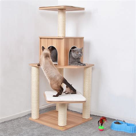 catry凯瑞猫爬架实木猫架猫树猫窝一体猫别墅可拆洗猫窝猫跳台 虎窝淘