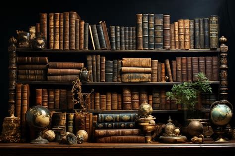 Premium Ai Image Numerous Aged Books Grace Shelves Forming A Timeless