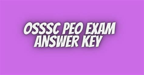 Osssc Peo Exam Answer Key 2023 Download Sheet