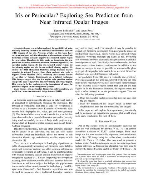 Pdf Iris Or Periocular Exploring Sex Prediction From Near Infrared