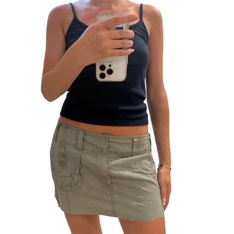 Khaki Cargo Mini Skirt Great Condition Depop
