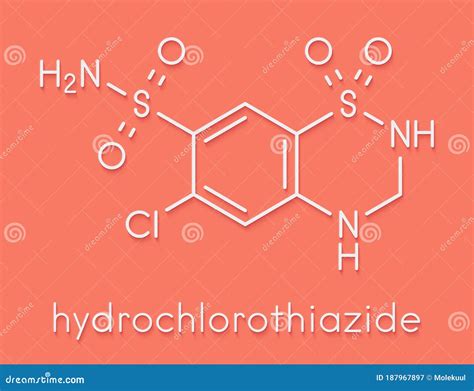Hydrochlorothiazide Diuretic Drug Molecule Skeletal Formula Stock