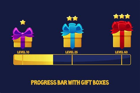 Vector Progress Bar With Gift Boxes For Game UI 7983609 Vector Art At Vecteezy