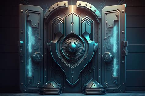 Premium Photo Digital Fortress Futuristic Hightech Security System With Biometric