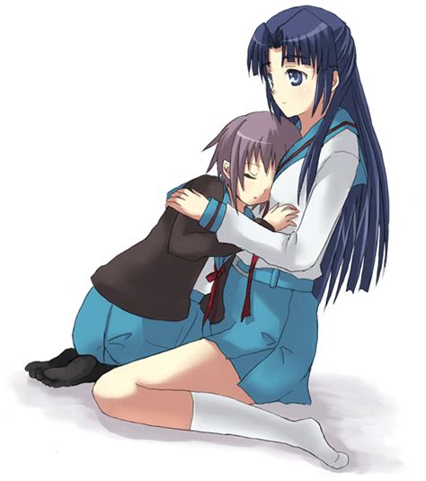 Safebooru 2girls Asakura Ryouko Bangs Black Legwear Blue Eyes Blue