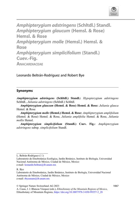 Pdf Amphipterygium Adstringens Schltdl Standl Amphipterygium Glaucum Hemsl And Rose Hemsl
