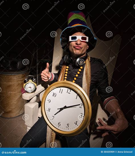 Goofy Poser With Large Clock Royalty Free Stock Photo CartoonDealer