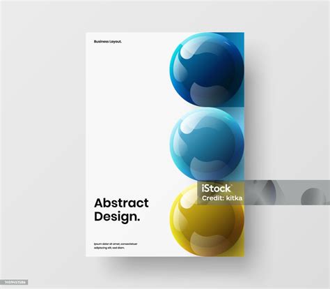 독특한 현실적인 구체 팜플렛 개념 고립 된 포스터 벡터 디자인 서식 파일입니다 A4 용지에 대한 스톡 벡터 아트 및 기타 이미지 A4 용지 개념 고급 Istock