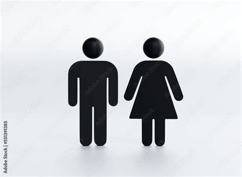Man And Woman On Gender Neutral Bathroom Sign 3d Render Stock