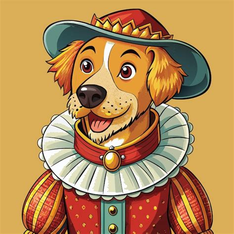 Un Perro De Dibujos Animados Con Un Sombrero Que Dice Un Perro Vector Premium