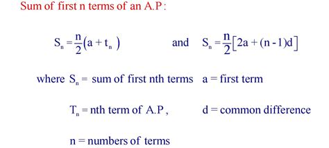 Arithmetic Progression Formula For 10th Class Formula In Maths