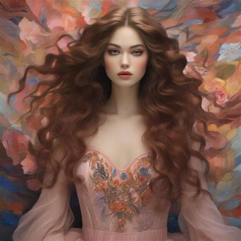 Premium Ai Image Womans Face Adorned With Shimmering Blush Her Long