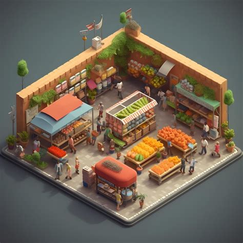 premium photo a 3d illustration of a grocery store