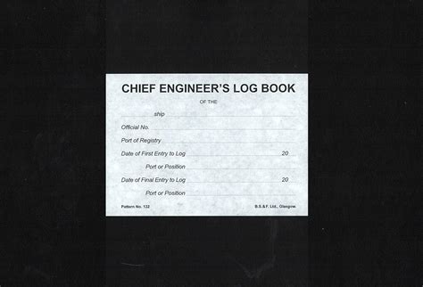 Chief Engineers Log Book No 132 3 Months Numbered Pattern No 132