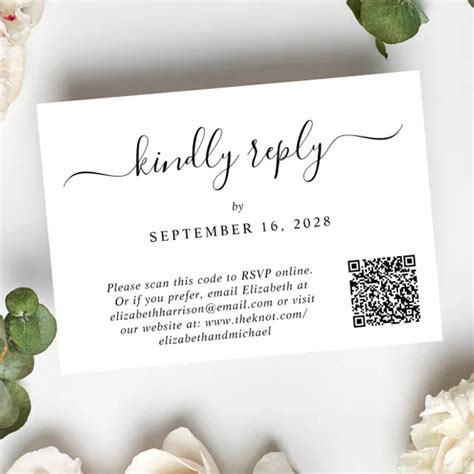Elegant Script Photo QR Code Wedding RSVP Card Zazzle
