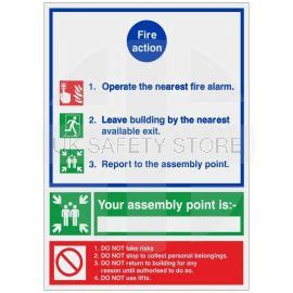 Brushed Aluminium 3 Point Fire Action Notice Sign
