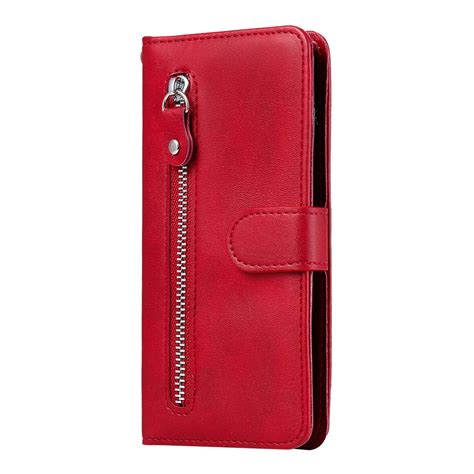 For Honor X6a Calf Texture Zipper Leather Phone Case Red Alexnld Com