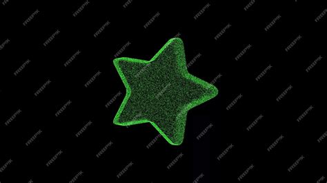 Premium Photo 3d Star On Black Background Object Consisting Of Green Flickering Particles