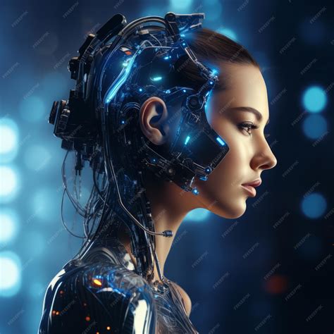 Una Mujer Con Un Traje De Robot Futurista Vector Premium