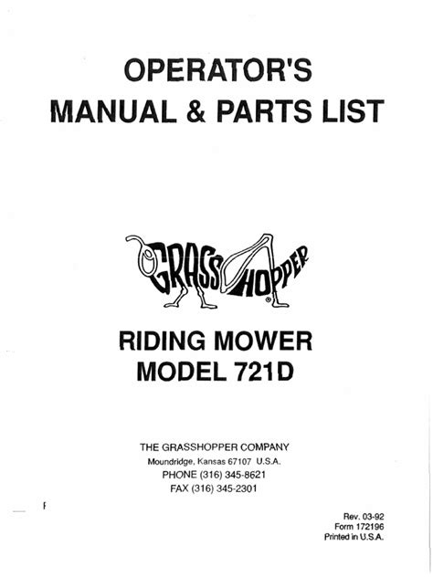 Grasshopper 721d 1992 3 Pdf Tractor Manual Transmission