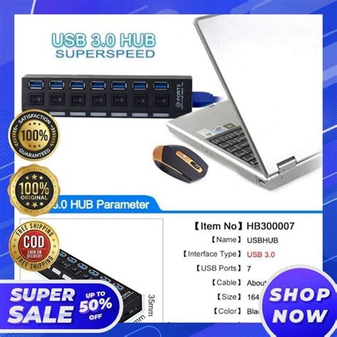 Original Multi Port USB Hub Adapter High Speed On Off Switch Portable Mobile Phones