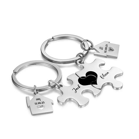 Kettenmachen Personalisierte 2 Namen Datum Puzzle Metall