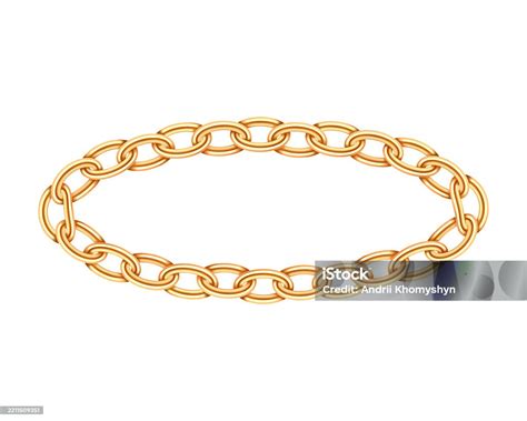 화이트 바탕에 타원형 프레임을 형성하는 우아한 황금색 체인 힘 연결 및 고급스러움을 나타냅니다 초대장 배너 또는 그래픽 디자인 요소에 적합합니다 0명에 대한 스톡 벡터 아트