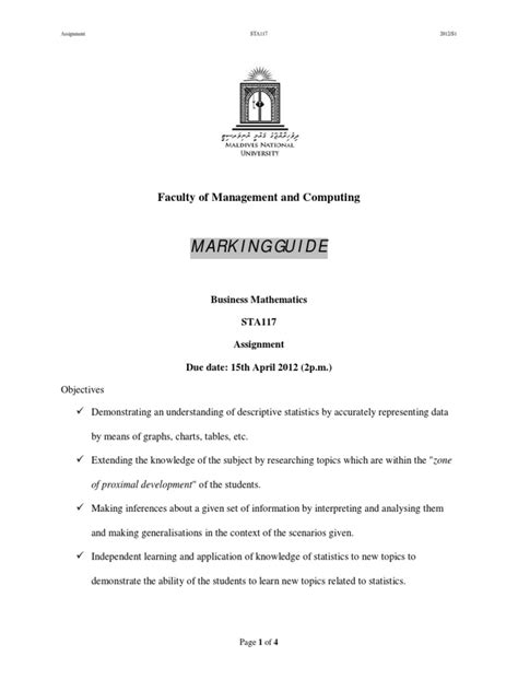 Assignment Marking Guide Pdf Statistics Statistical Theory