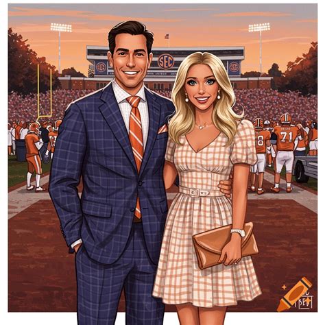 Illustration Of A Couple At An Sec Football Stadium At Sunset On Craiyon