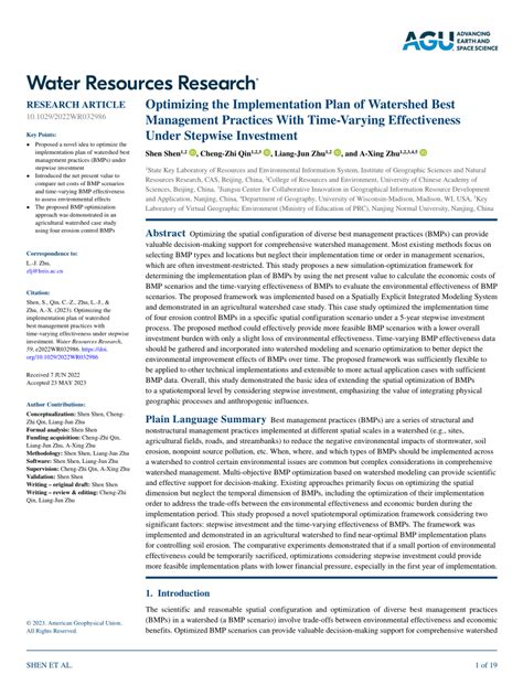 Optimizing The Implementation Plan Of Watershed Best Management