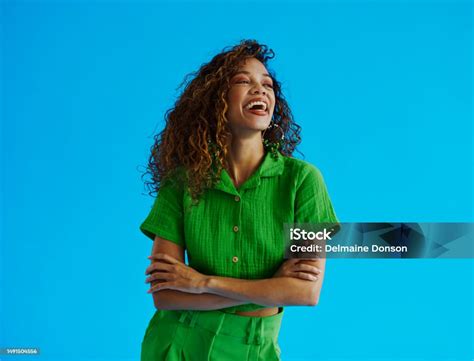 Beautiful Young Multiracial Woman With Long Curly Hair Smiling And