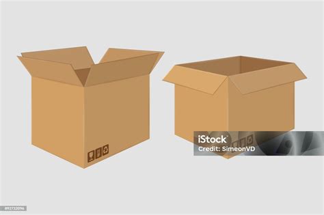 골 판지 열기 상자입니다 사이드 뷰입니다 패키지 디자인입니다 회색 절연 0명에 대한 스톡 벡터 아트 및 기타 이미지 0명 3차원 형태 갈색 Istock