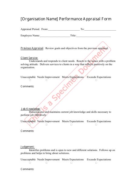 Sample Performance Appraisal Form Fill Out Sign Online And Download PDF Templateroller