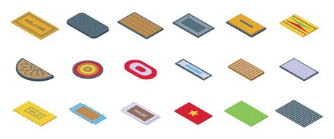 Door Mat Icons Set Isometric Vector Floor Space 13563541 Vector Art At Vecteezy