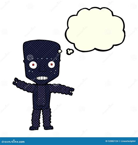 Tecknad Filmrobot Med Tankebubblan Stock Illustrationer Illustration
