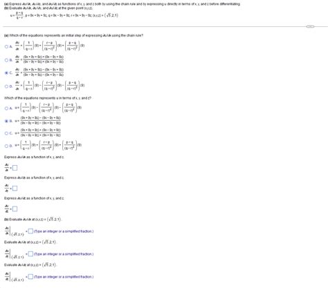 Solved A Express Partial Derivative U Divided By Partial Chegg Com
