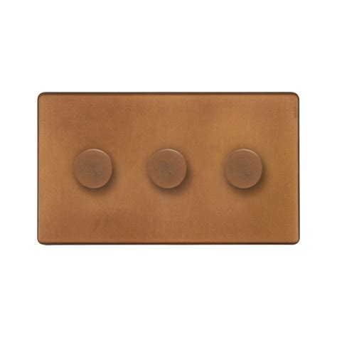 Soho Lighting Antique Copper 3 Gang 400w Led Dimmer Switch Elesi