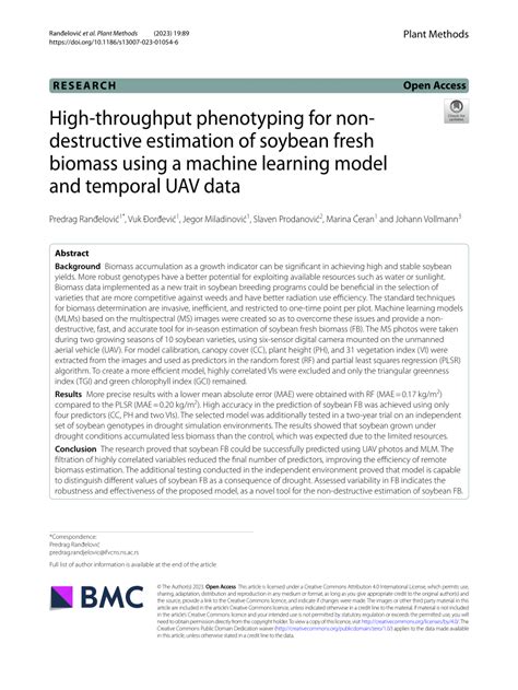 Pdf High Throughput Phenotyping For Non Destructive Estimation Of
