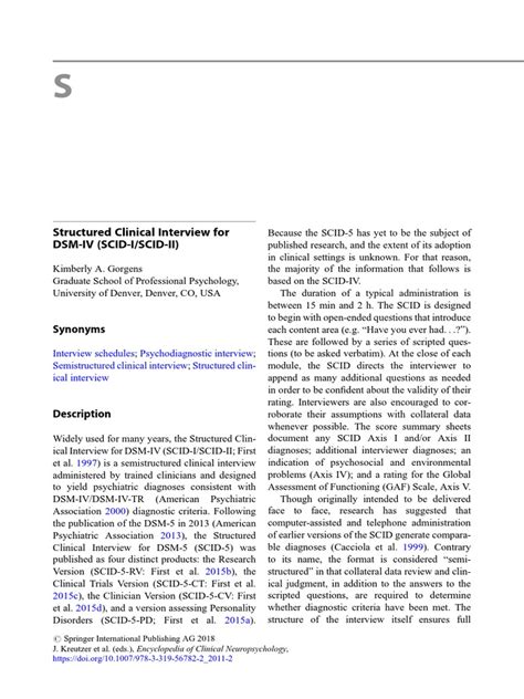 Paper Scid I Y Ii Pdf Mental Disorder Diagnostic And