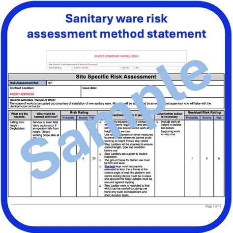 Sanitary Ware Risk Assessment Method Statement Seguro Hands