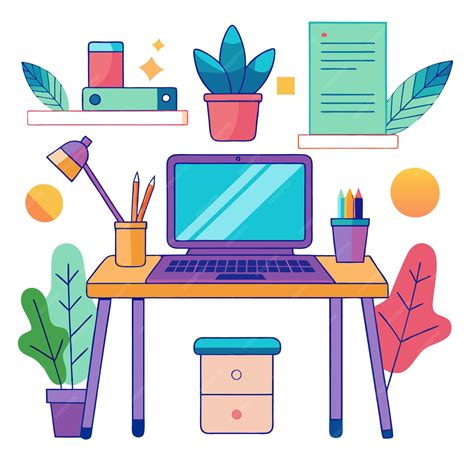 A Minimalist Workspace With A Laptop Plants And Stationery On A Wooden