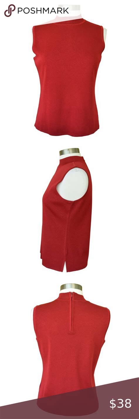Ming Wang Mock Neck Knit Tank