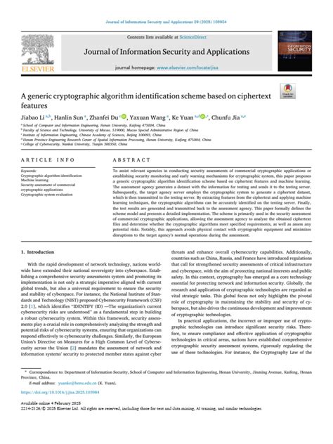 A Generic Cryptographic Algorithm Identification Scheme Based On