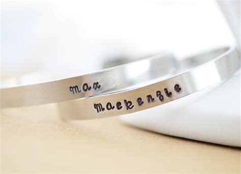Personalized Silver Hand Stamped Cuff Cuff Bracelet For Women And Men